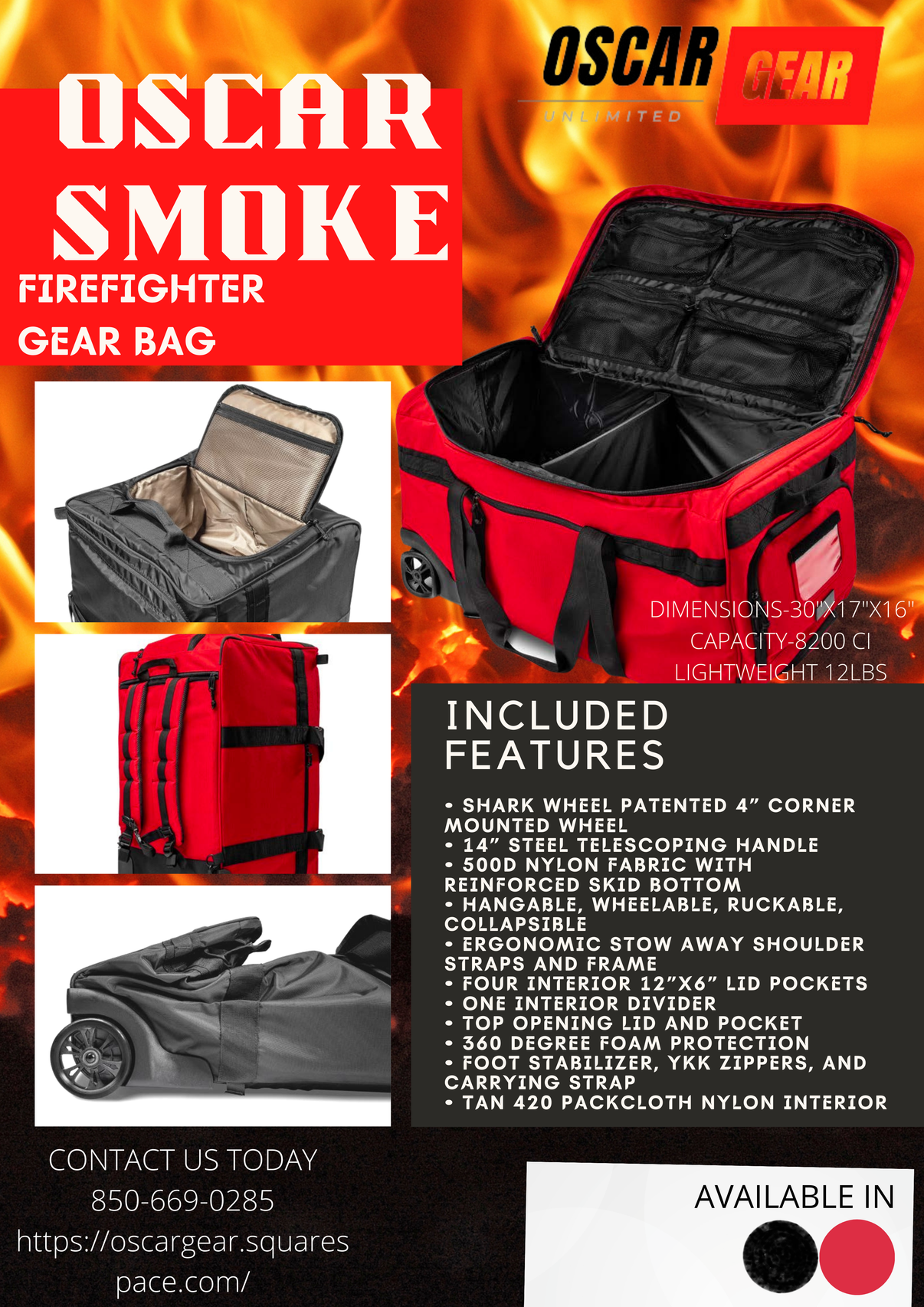Oscar Smoke Fire Gear Bag – Oscar Unlimited